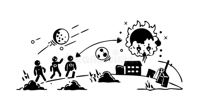 People Interacting with Celestial Bodies, Symbolizing Cosmic Connection, Vector Design ...