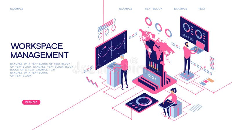 Workspace Management Isometric Concept Banner Stock Vector ...