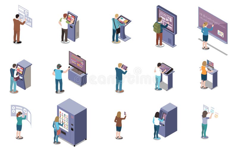 People and Interfaces Isometric Set Stock Vector - Illustration of ...