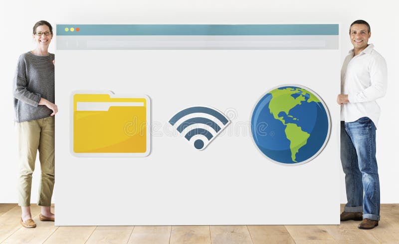 People with Internet Browser Mockup Stock Photo - Image of business ...