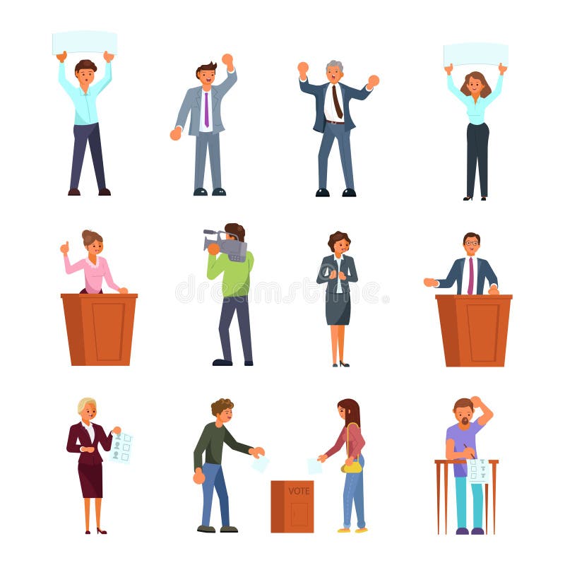 People Involved in Election Process Vector Flat Illustration Stock ...