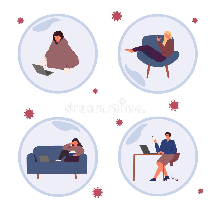 People Isolate Themselves at Home To Avoid Epidemic Diseases Flat ...