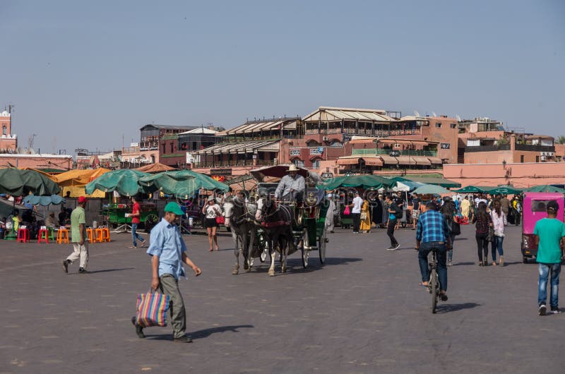 People in Jemaa El-Fna, Main Square of Marrakech, Morocco Editorial ...