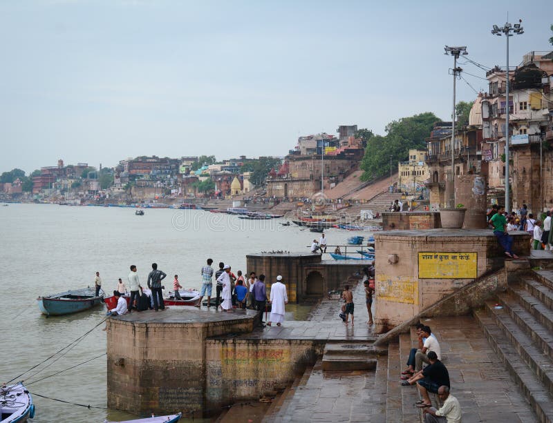 People at the Jetty in Varanasi, India Editorial Photography - Image of ...