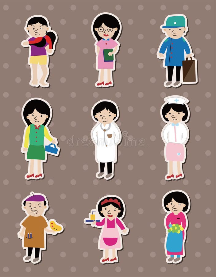 Cartoon girl stickers stock vector. Illustration of fashionable - 24724345