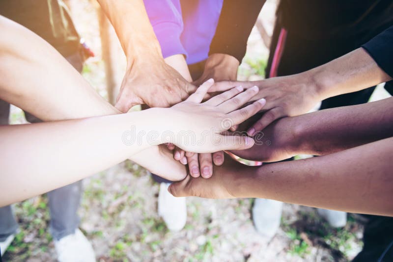 People Join Hand Together during Their Work Stock Image - Image of ...