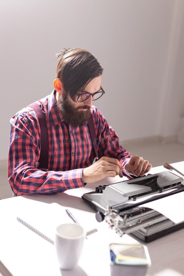 People, Journalist and Technology Concept - Writer is Working on a New ...