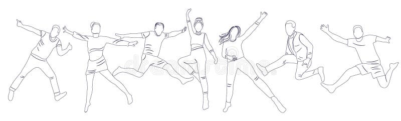 People Jump Sketch, Outline, Isolated Stock Vector - Illustration of ...