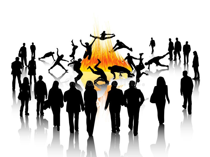 People Jumping And Fire Picture. Image: 6711357