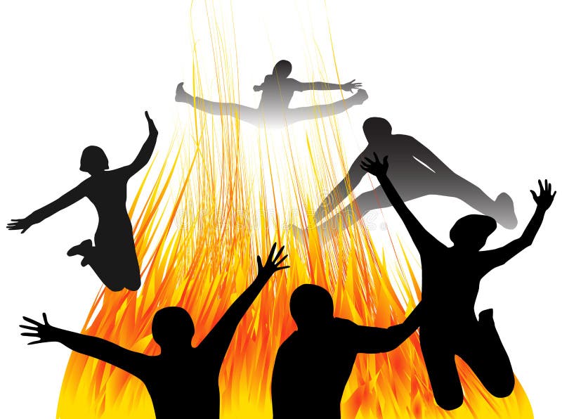 People jumping and fire stock vector. Illustration of girl - 8393603