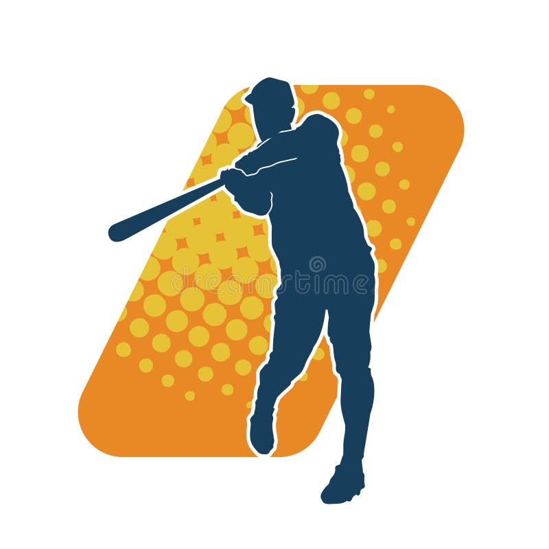 Silhouette of a Male Baseball Batter Player in Action Pose. Stock ...