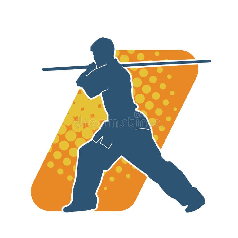Silhouette of a Martial Art Male in Fighting Pose Using Toya Wooden ...