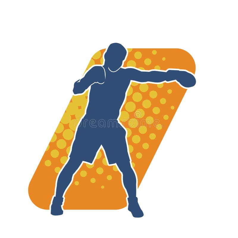 Silhouette of Male Boxing Athlete in Action Pose. Stock Vector ...