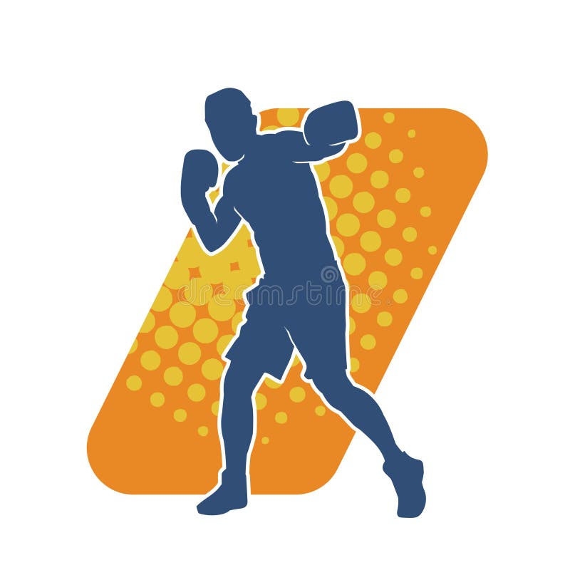 Silhouette of Male Boxing Athlete in Action Pose. Stock Vector ...
