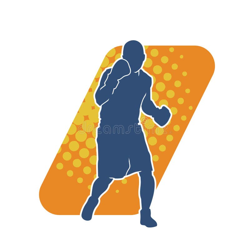 Silhouette of Male Boxing Athlete in Action Pose. Stock Vector ...