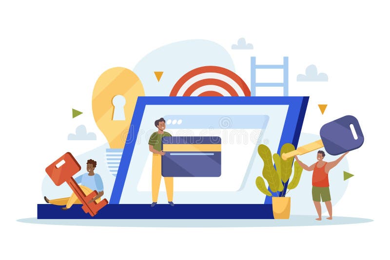 People with Keys Icons stock vector. Illustration of target - 261979079