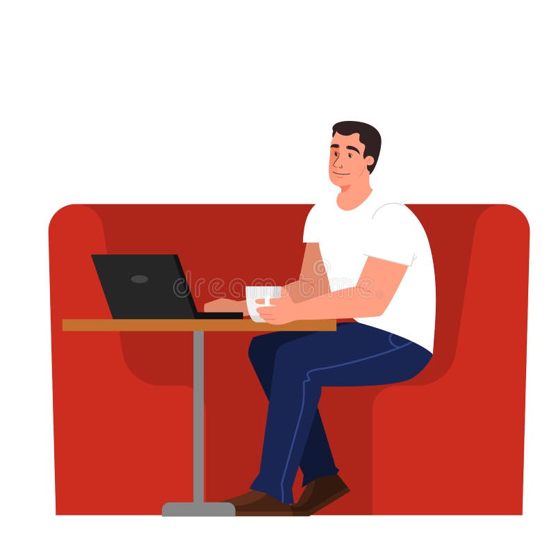 People with Laptop Computer. Character Working on Notebook Stock Vector ...