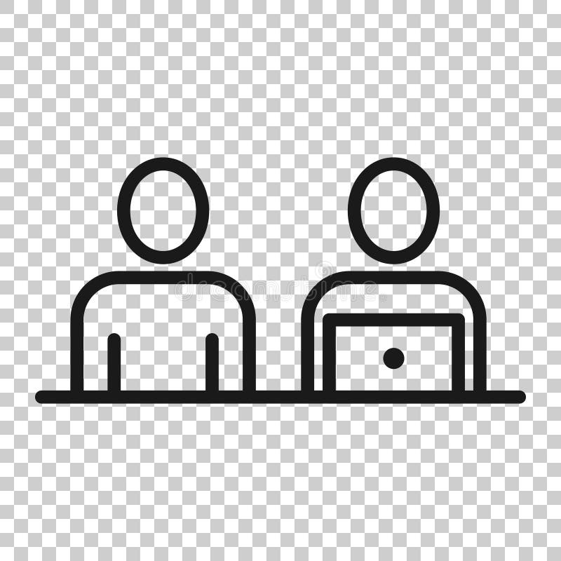 People with Laptop Computer Icon in Flat Style. Pc User Vector ...