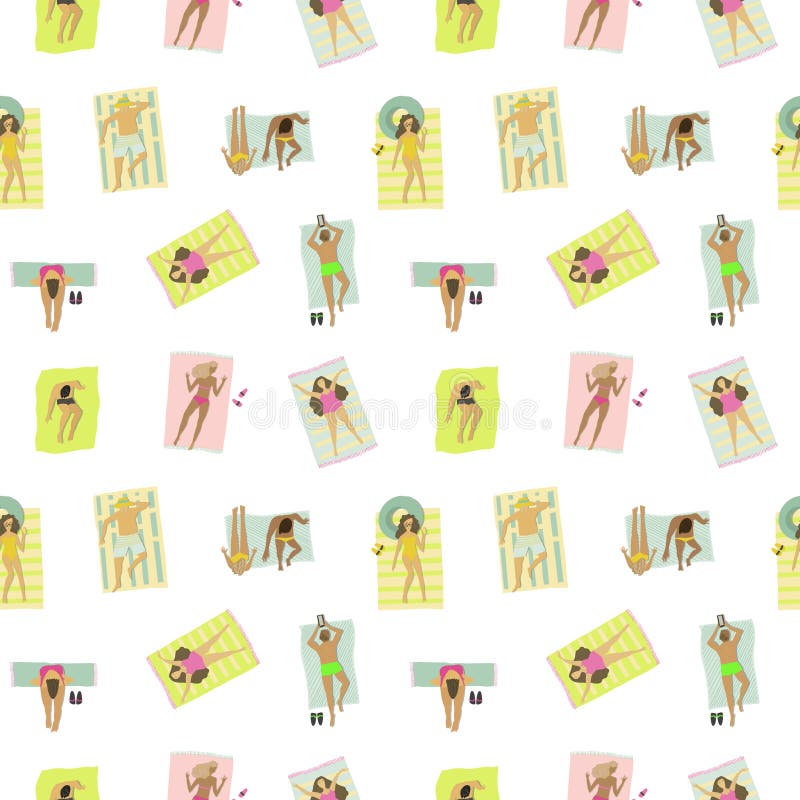 People Laying on the Beach . Element of Seamless Pattern Stock ...