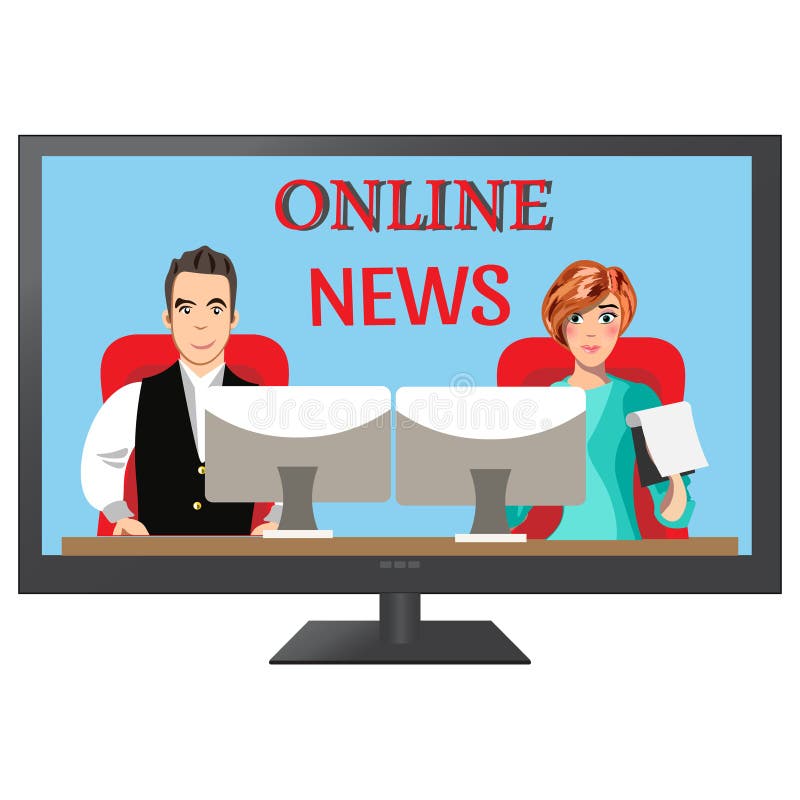 People leading news on TV. stock vector. Illustration of design - 92283183