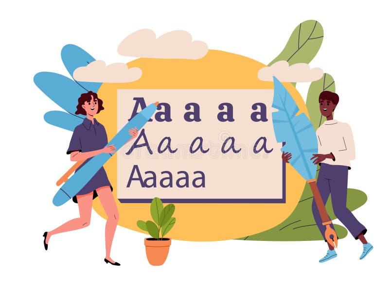 People Learn Calligraphy Vector Concept Stock Vector - Illustration of ...