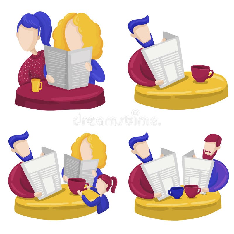 People Learn the News. Bitmap Image Stock Illustration - Illustration ...