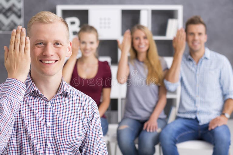 People Learning the Sign Language Stock Photo - Image of smiling, deaf ...