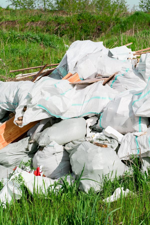 People Left Construction Waste Outdoors in the Forest. Pollution of ...