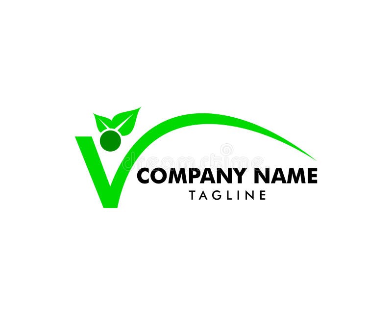 People Letter V with Leaf Logo Design Template Stock Vector ...
