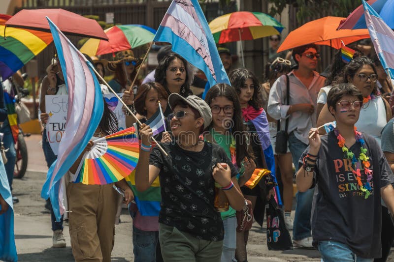 People from the LGBT Community Carrying Multi-colored Flags at the ...