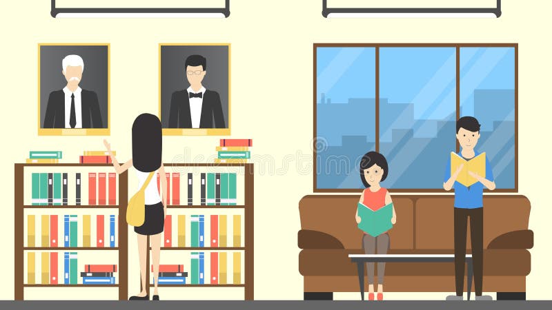 People at library. stock vector. Illustration of college - 102466966
