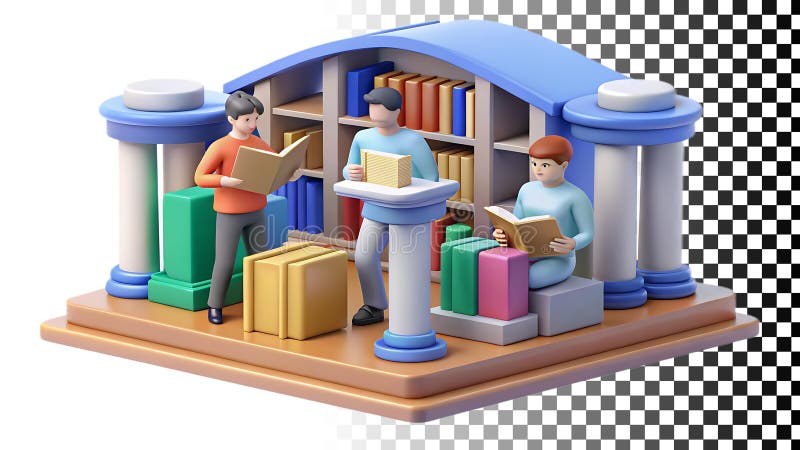 People in Library Reading and Quiet Study Space Png Transparent Image ...