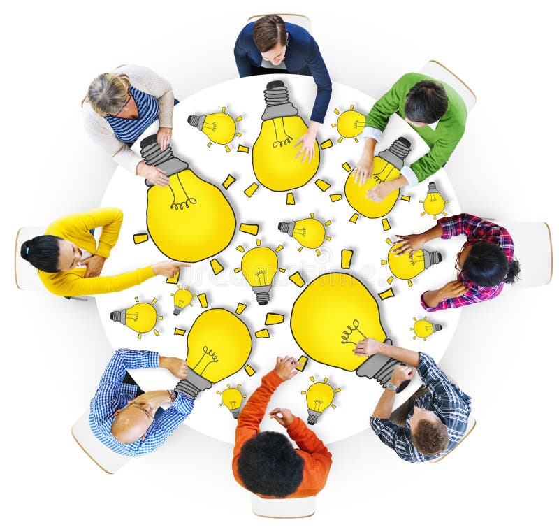 People with Light Bulb Symbol Photo Illustration Stock Illustration ...