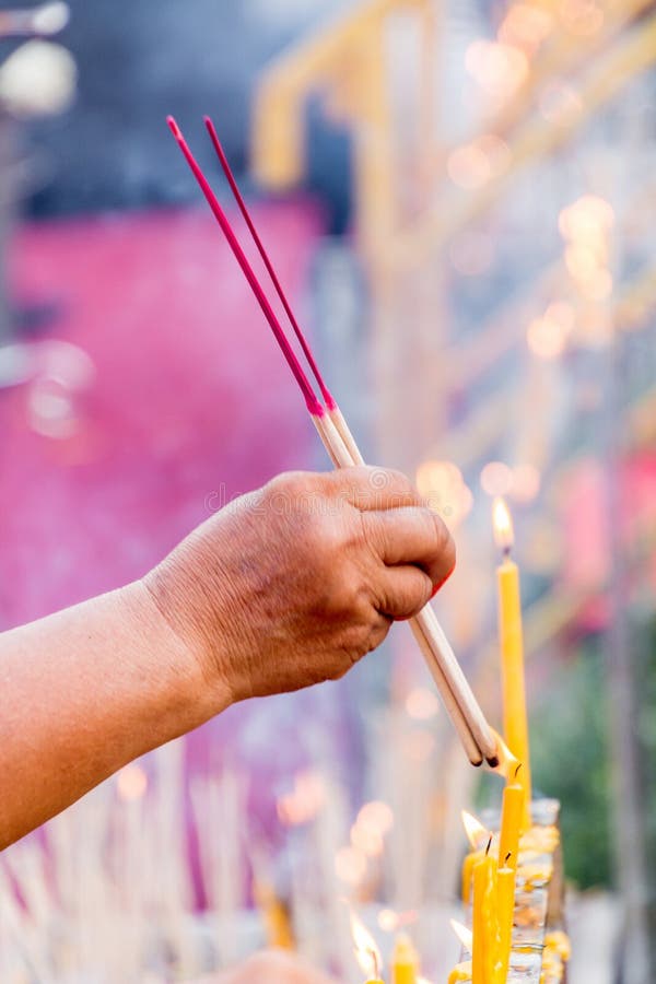 People are Lighting Incense Stick . Stock Image - Image of religion ...
