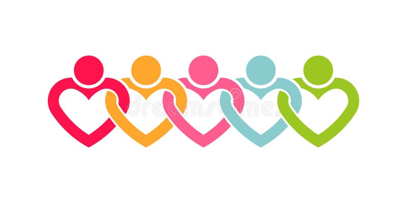 People in Heart Cooperative Teamwork Logo Illustration Stock Vector ...