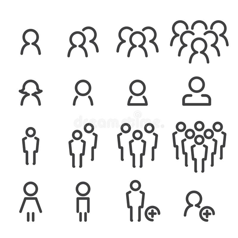 People Icon Set in Thin Line Style Stock Vector - Illustration of ...