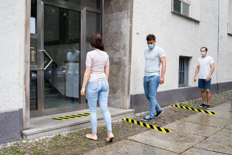 Line Up For Social Distancing Concept. Stock Photo - Image of covid19 ...