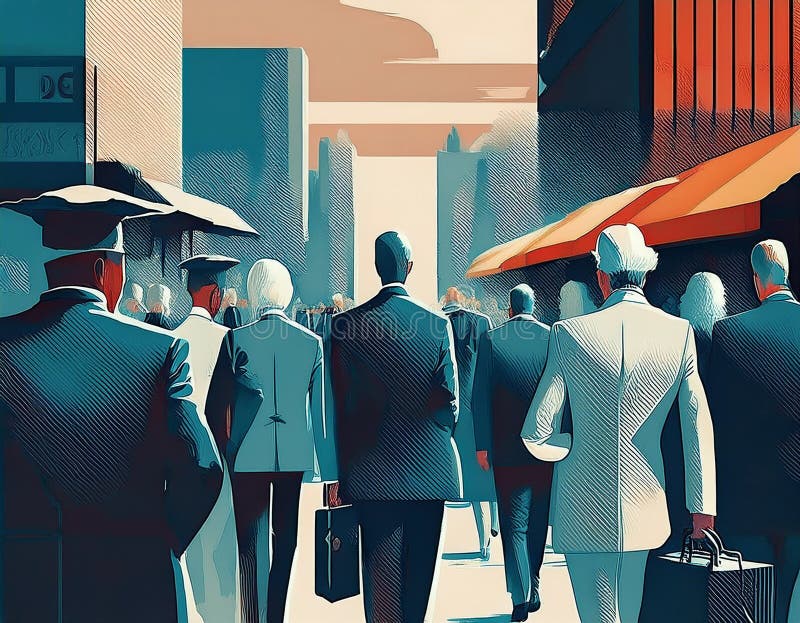 People Lining Up at a Job Fair Stock Illustration - Illustration of ...