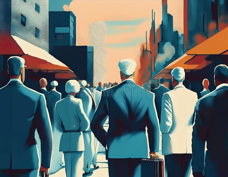 People Lining Up at a Job Fair Stock Illustration - Illustration of ...