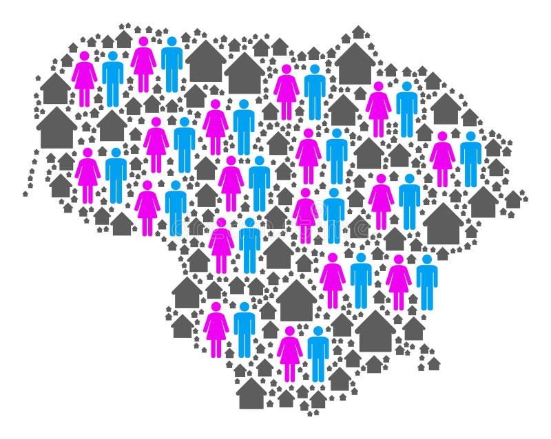 Lithuania Population Map. Country Outline Made from People Figures ...