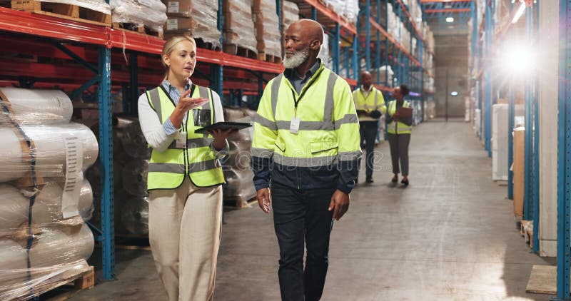 People, Logistics and Tablet in Warehouse for Supply Chain, Compliance ...