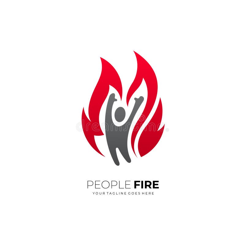 People Logo and Fire Design Combination, Simple Style Stock Vector ...