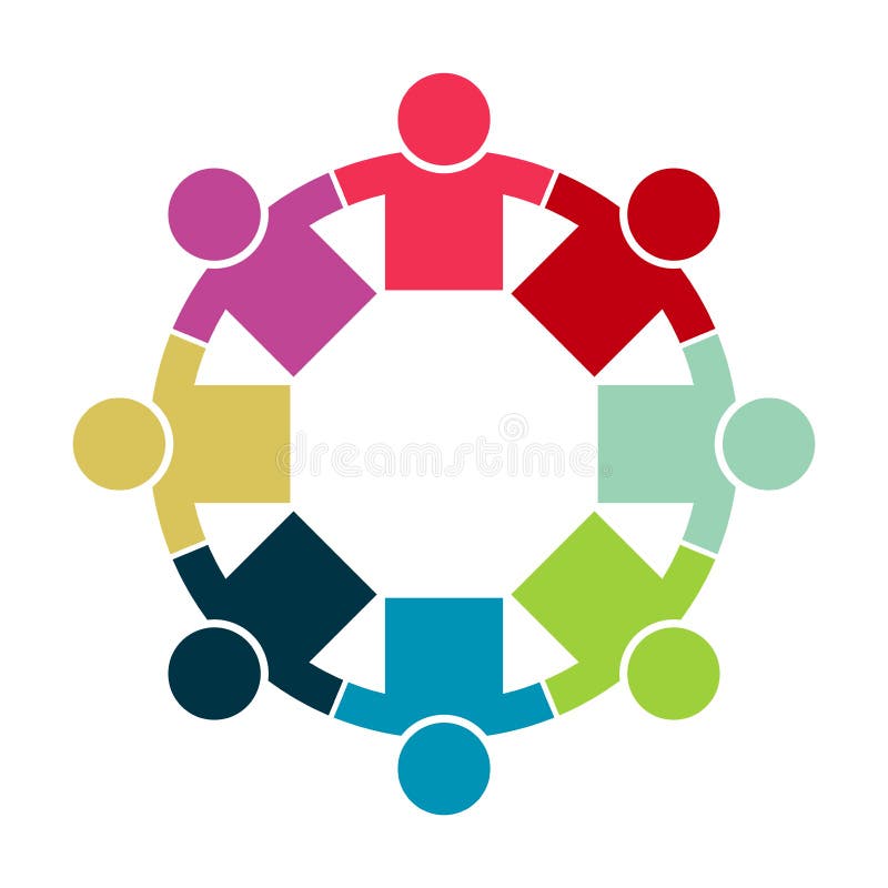 Group of Eight People Logo in a Circle.Persons Teamwork Holding Point ...