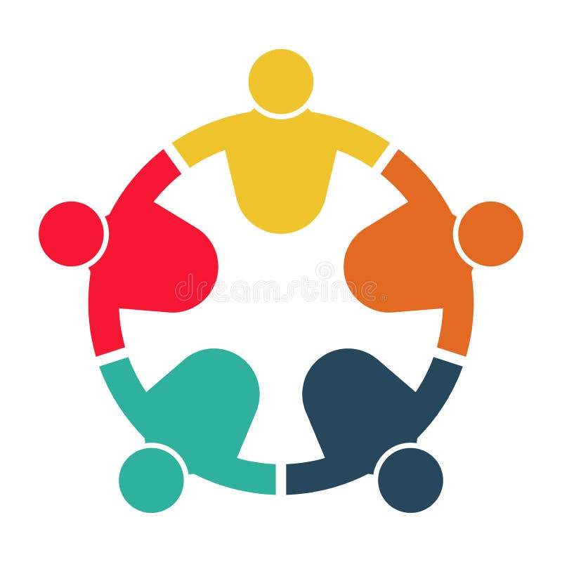 People Logo. Group Teamwork Symbol of Five Persons Stock Vector ...