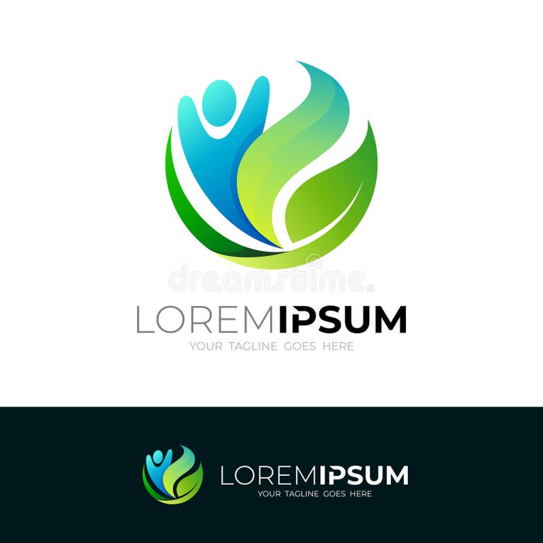 People Logo and Leaf Design Nature, Combination Logos Stock Vector ...