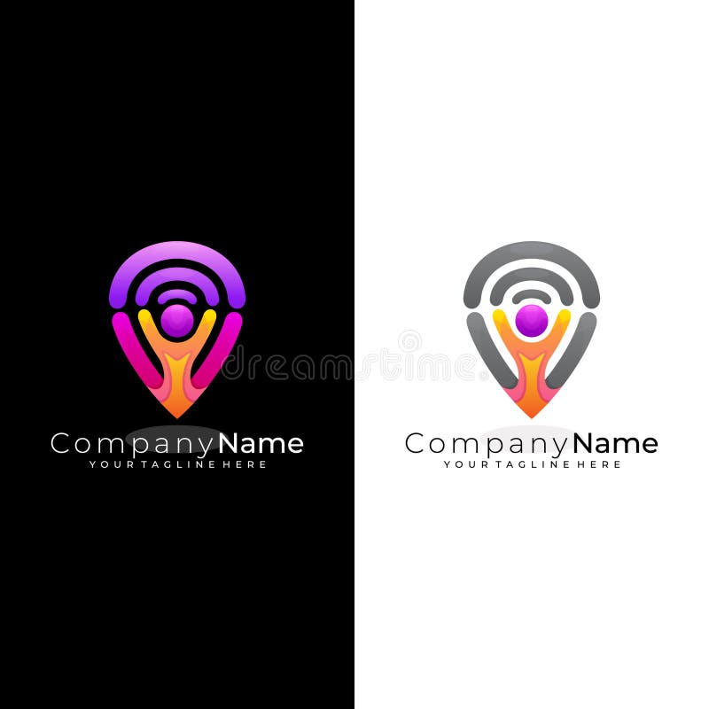 People Logo with Location Icon, Technology Design Vector Stock Vector ...