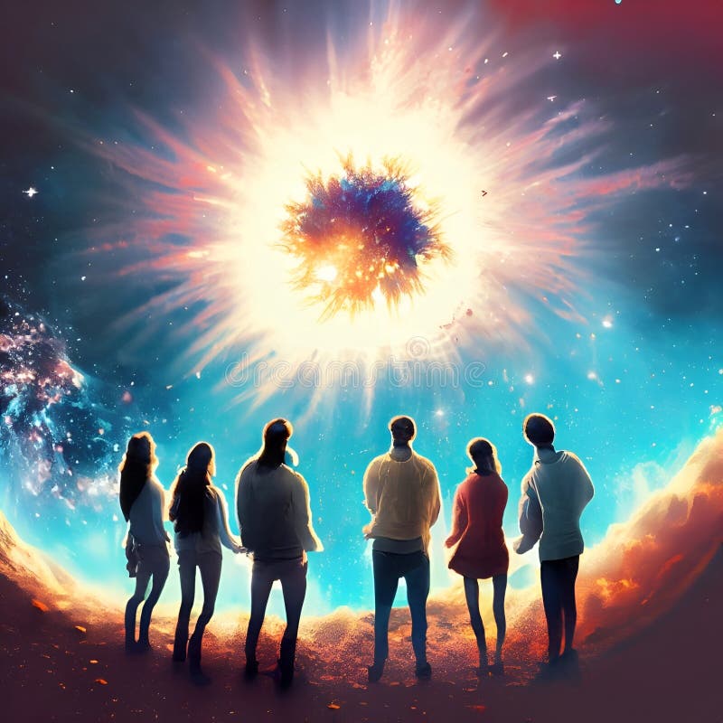 People Looking a Bing Bang Explosion in the Sky Stock Photo - Image of ...