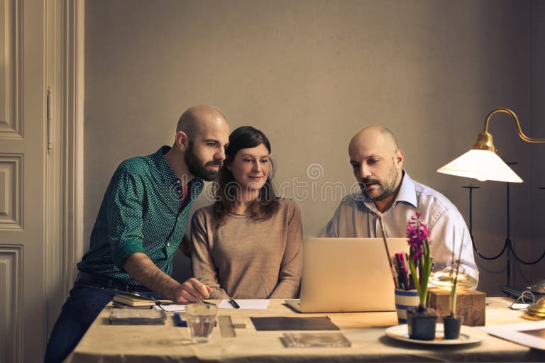 People looking at computer stock photo. Image of smile - 67515878