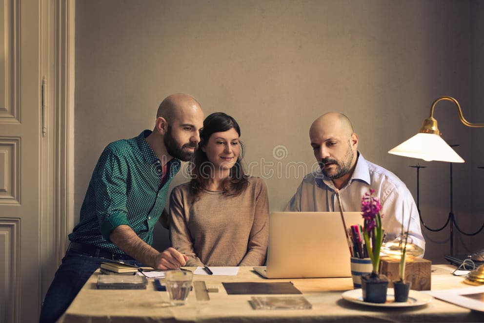People looking at computer stock photo. Image of smile - 67515878