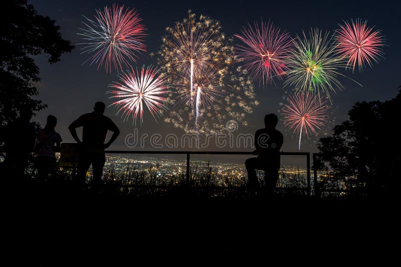 People Looking at Fireworks Stock Photo - Image of celebration, event ...